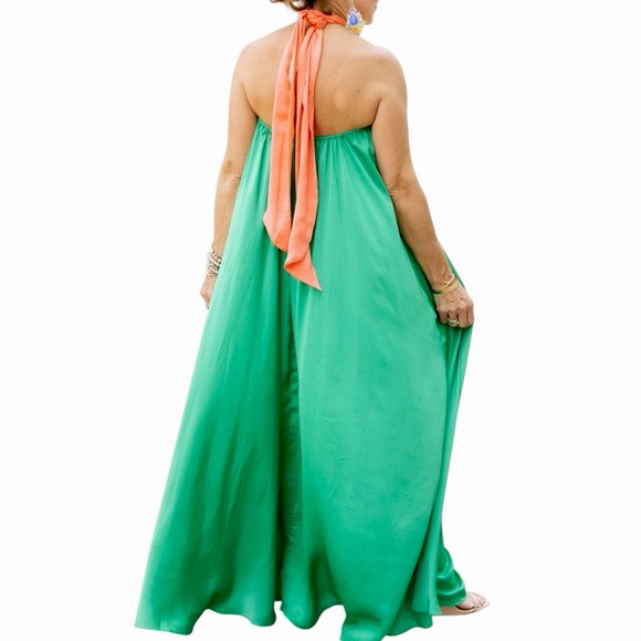Aakaa | Dresses | Aakaa Bright Jade Green And Coral Vacation Resorts ...